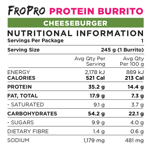 FroPro Cheeseburger Protein Burrito