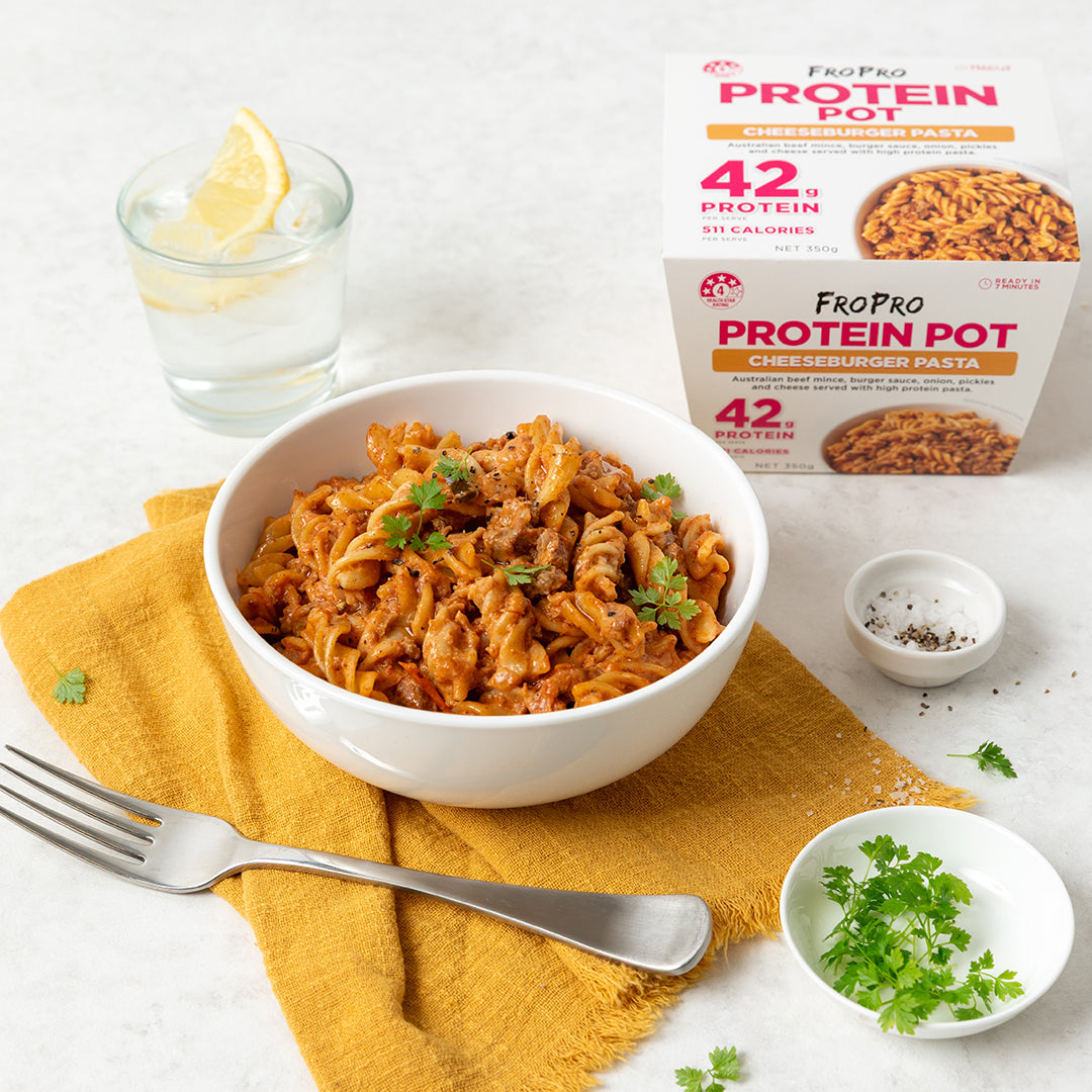 Cheeseburger Pasta Protein Pot – FroPro